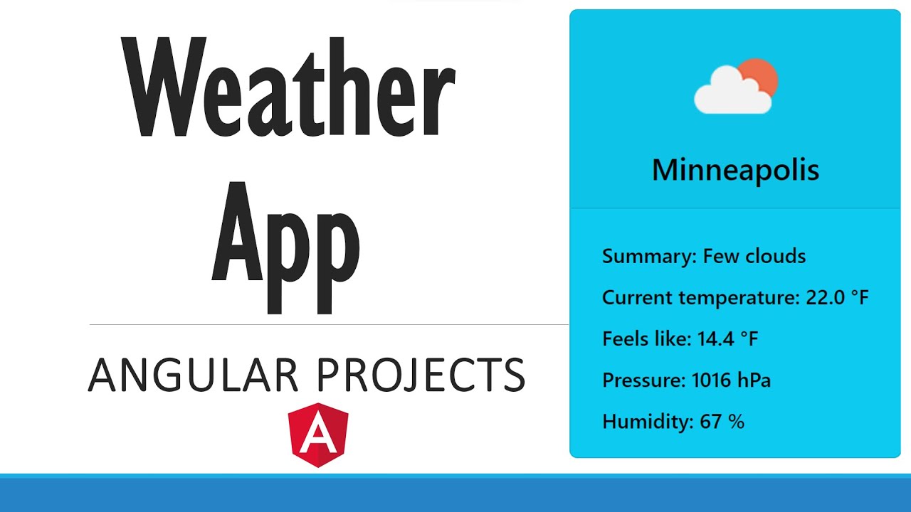 Weather App in Angular with source code in GitHub