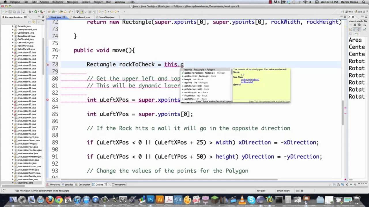 Java Video Tutorial 54 Java Polygon Collision Detection