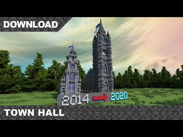2014 & 2020 Town Hall Designs +Tour & Construction Video Demo Minecraft Map