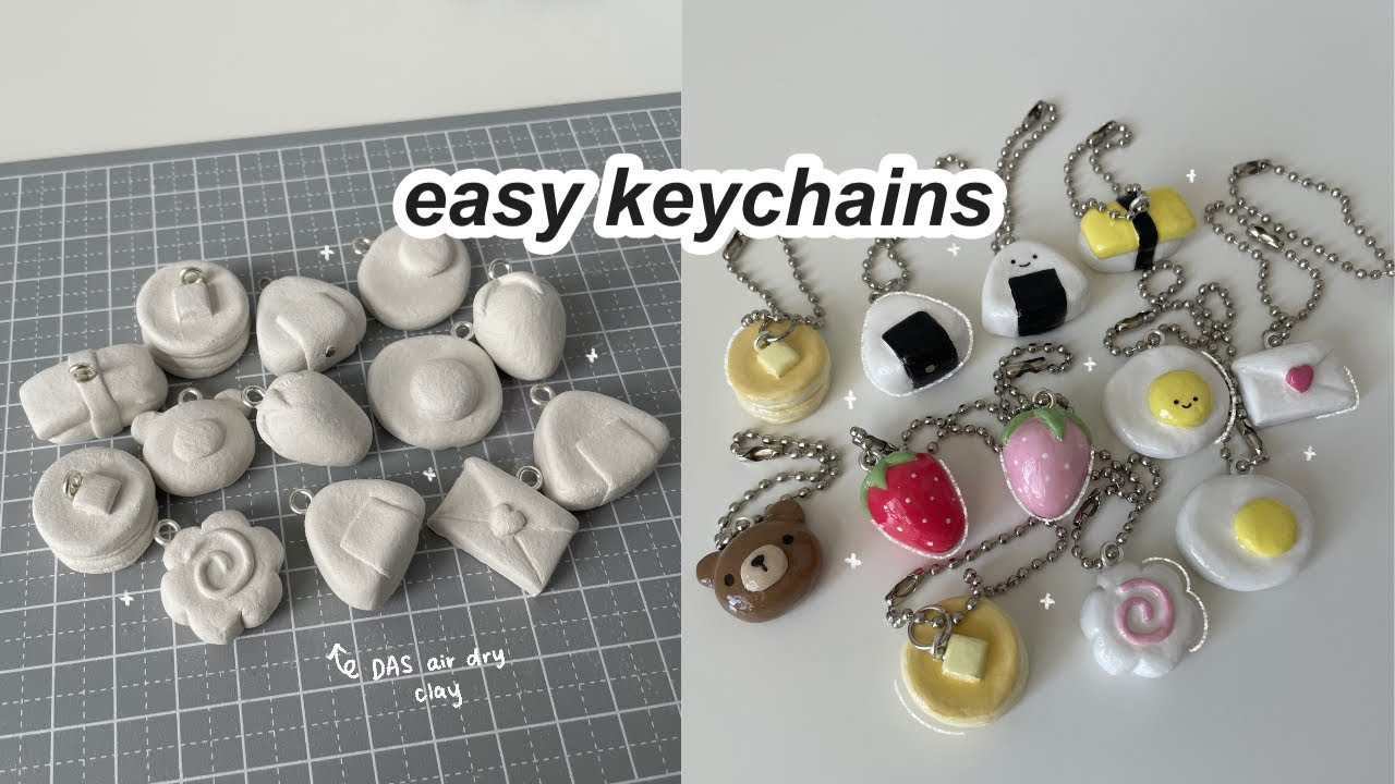 How to Make Easy Air Dry Clay Keychains (for beginners)
