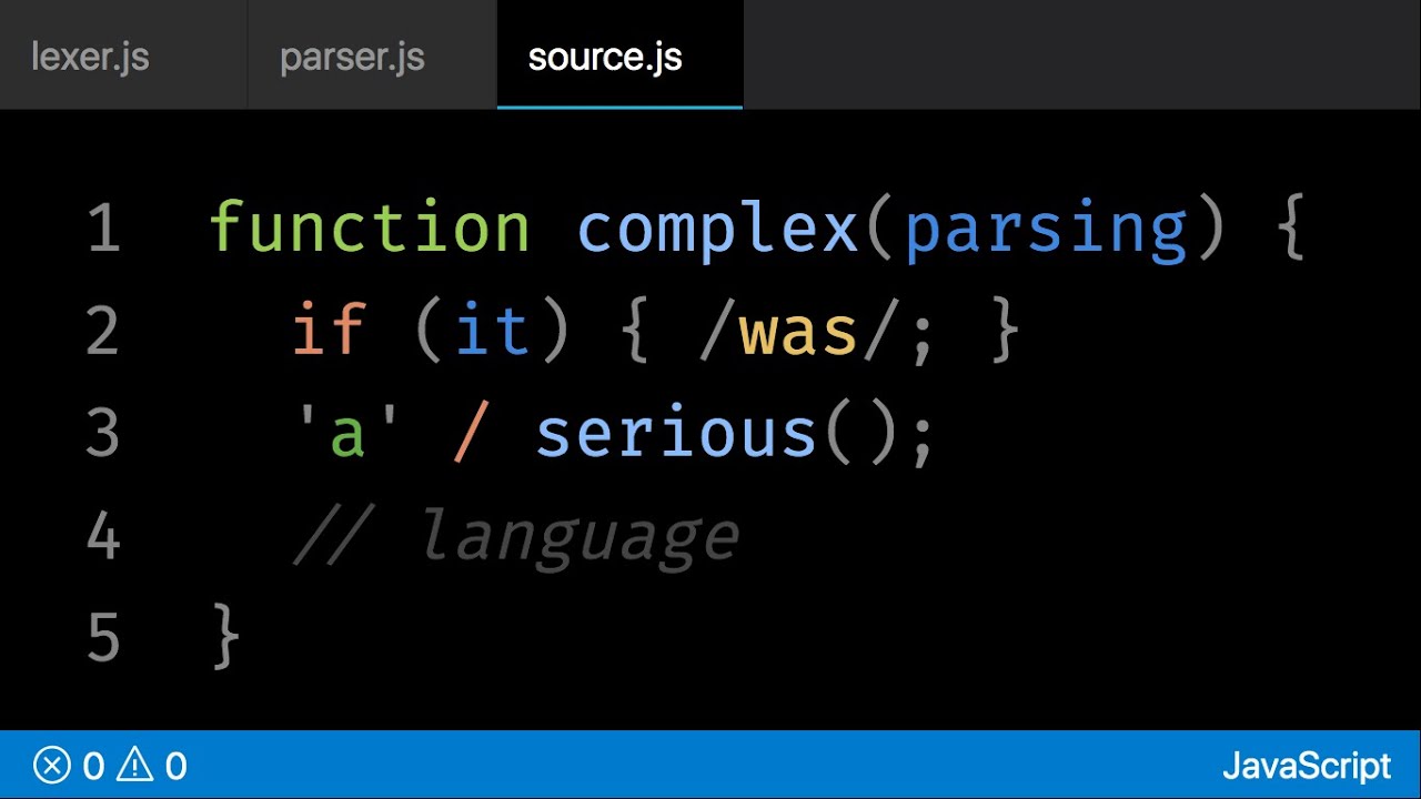 Complex parsing: nested ifs, blocks, functions, calls, etc