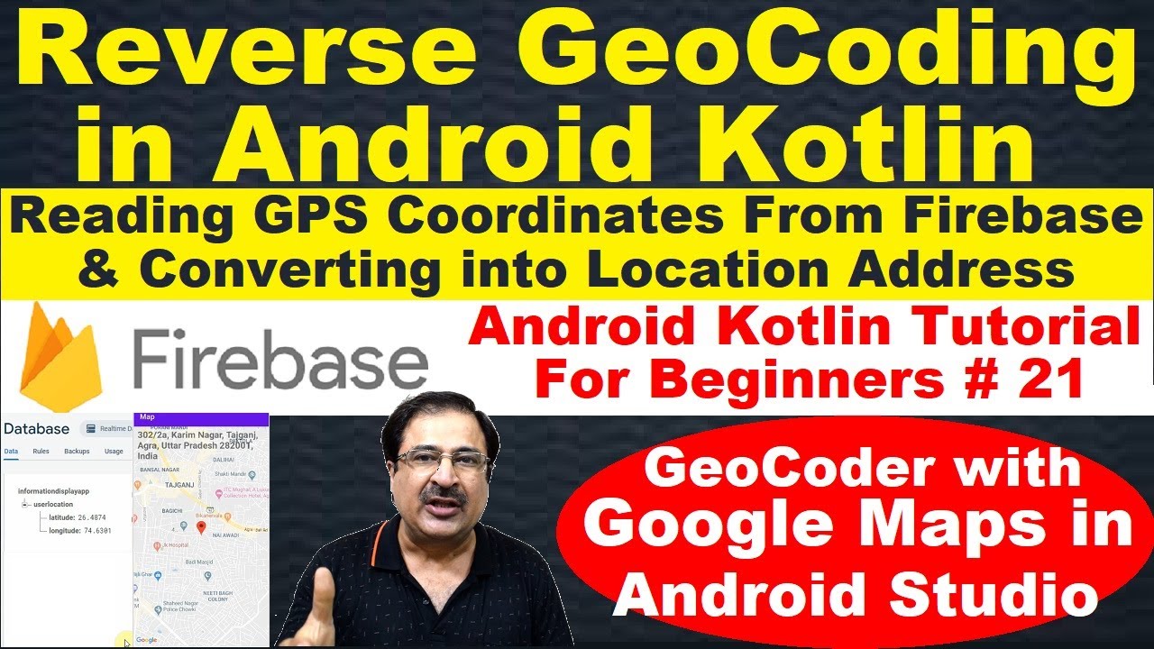 Reverse Geocoding Android Studio | Geocoder Android Studio | Kotlin Firebase Read Data Location #21
