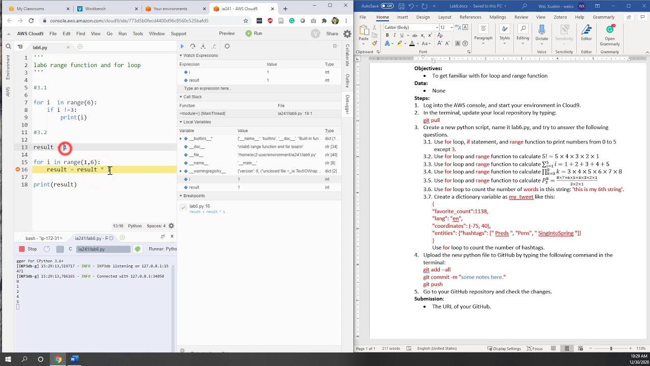 Lab 6 for Loop and range Function in #Python