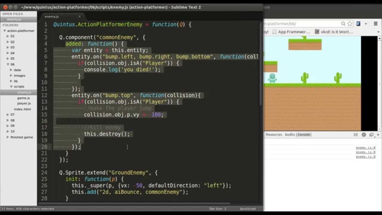 HTML5 Mobile Game Development Tutorial, Custom Quintus Components