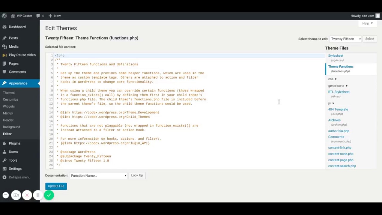 How to access the Wordpress functions php file