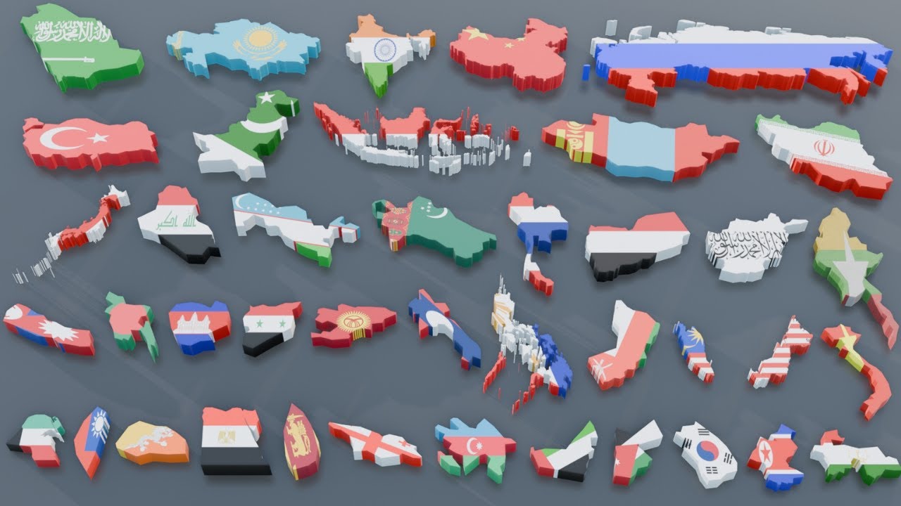 Asia Countries Size Comparison 2024