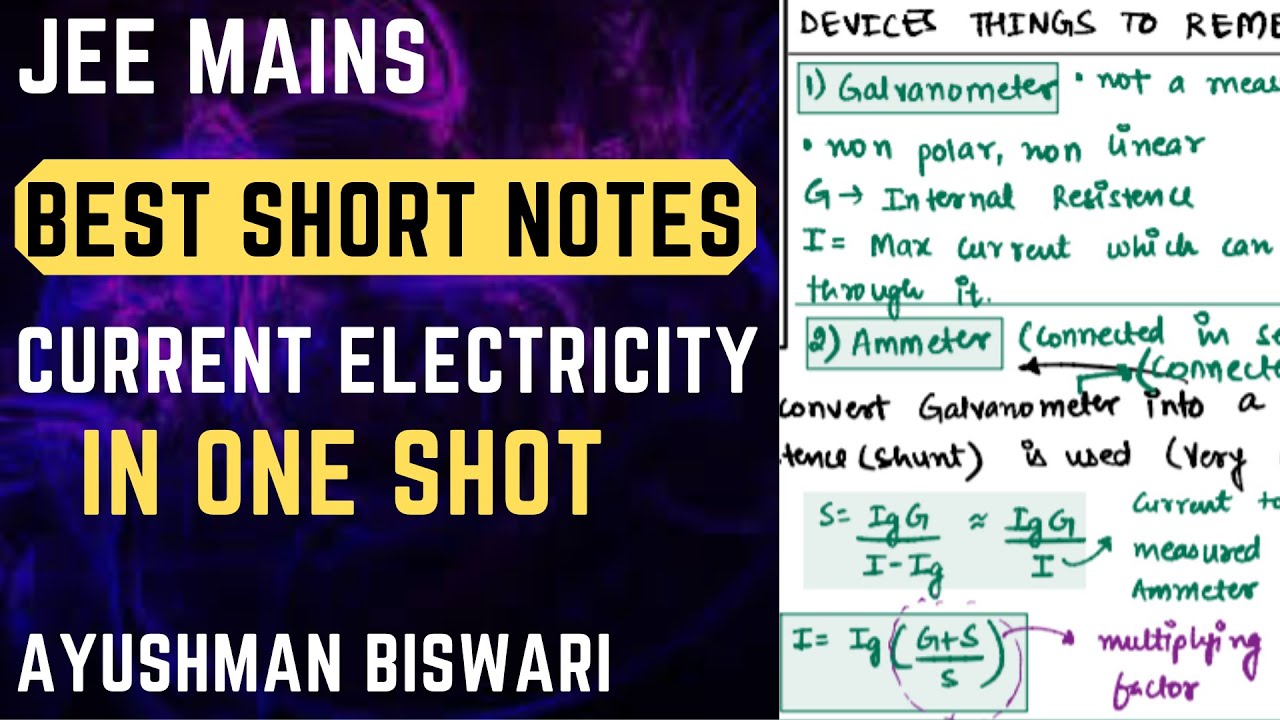 CURRENT ELECTRICITY SHORT NOTES | BITSAT | JEE MAINS QUICK REVISION | FREE PDF NOTES