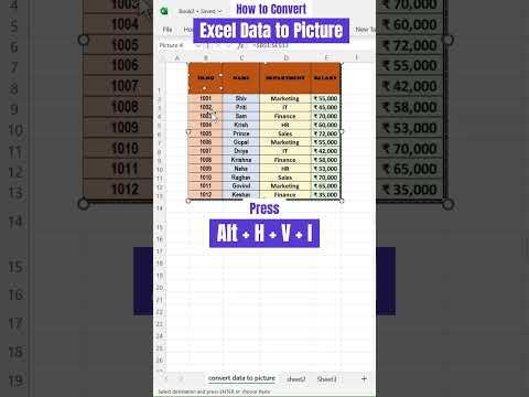 How to Convert Excel Data to Picture in Excel || Convert Picture to Excel????⌛???? | #spreadsheet #shorts