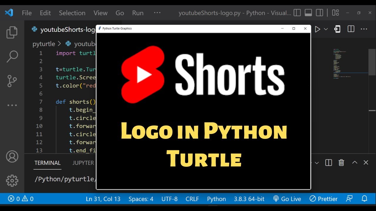 YouTube Shorts logo drawing using Python Turtle | Python For Beginners | Learnonpy | #shorts