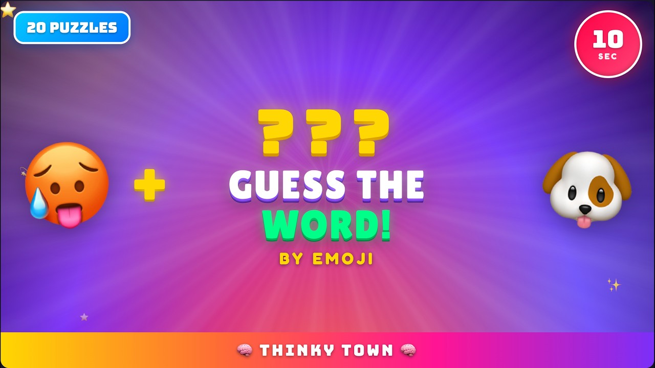 Guess The Word By Emoji 🤔🧠 | 20 Fun Puzzles | 10 Second Challenge for Kids!