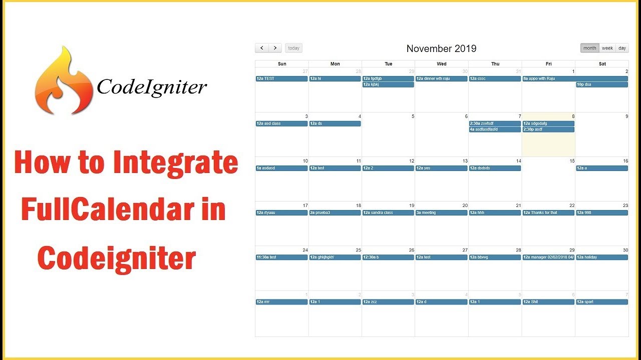 How to Integrate FullCalendar in Codeigniter