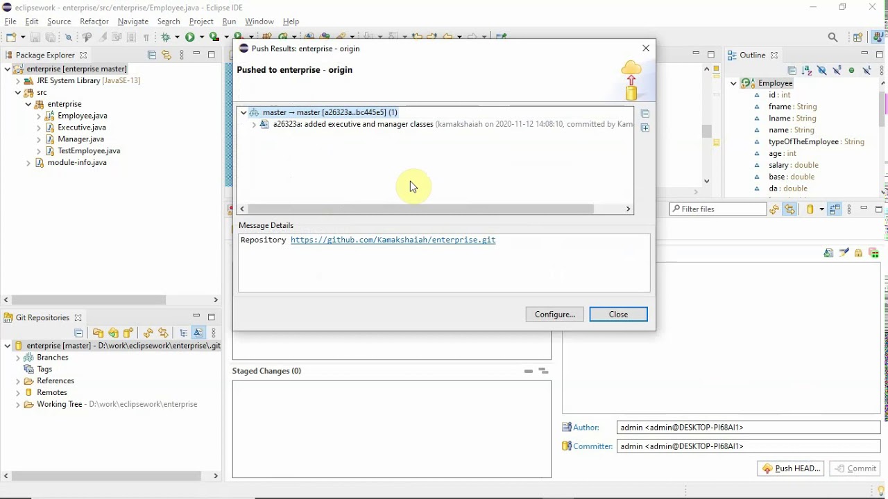 Commit and Push Java Project from Eclipse