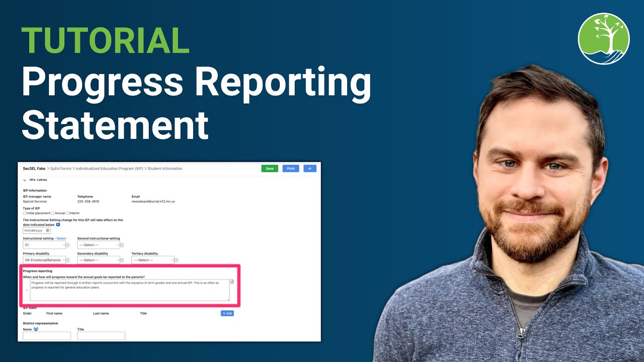 Progress Reporting Statement (SpEd Tutorial)