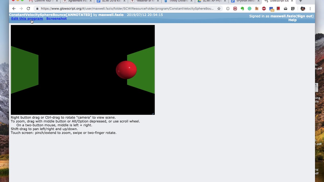 VPython Glowscript Tour