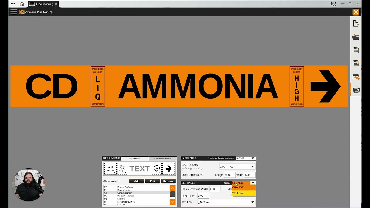Ammonia Pipe Marking Module | LabelForge PRO