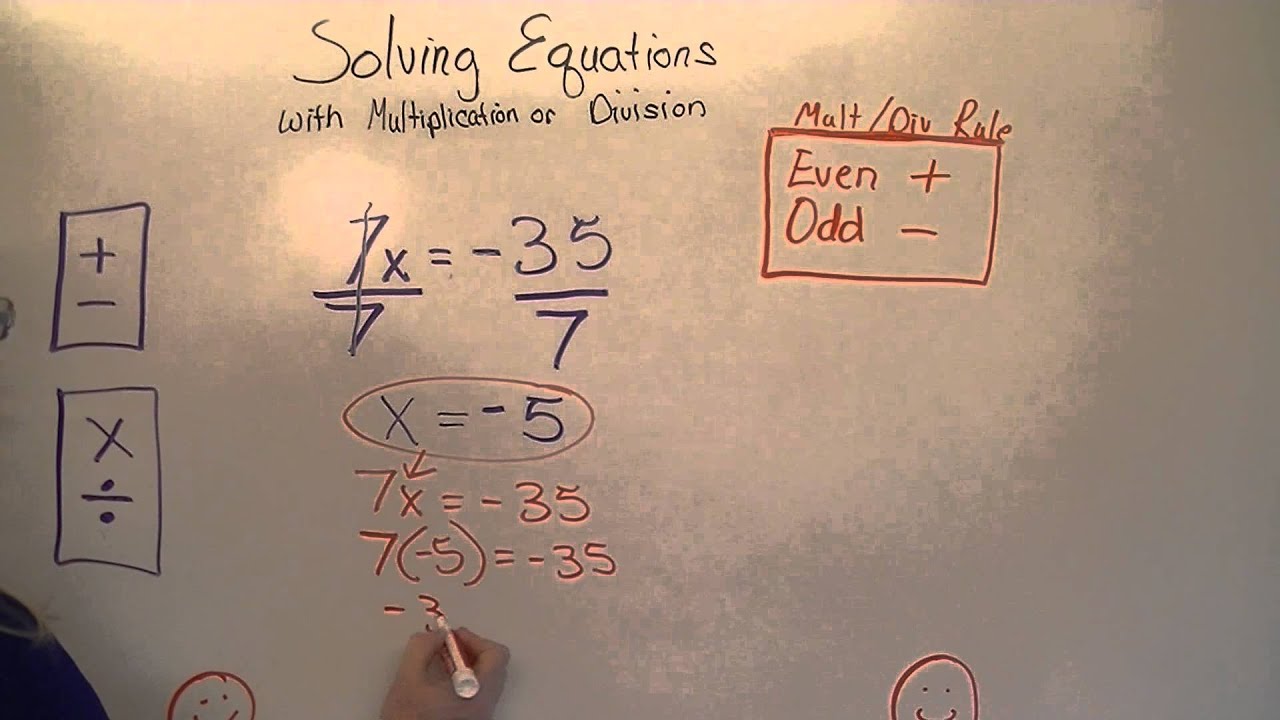 Math Tutor Clips Solving One Step Equations with Multiplication and Division