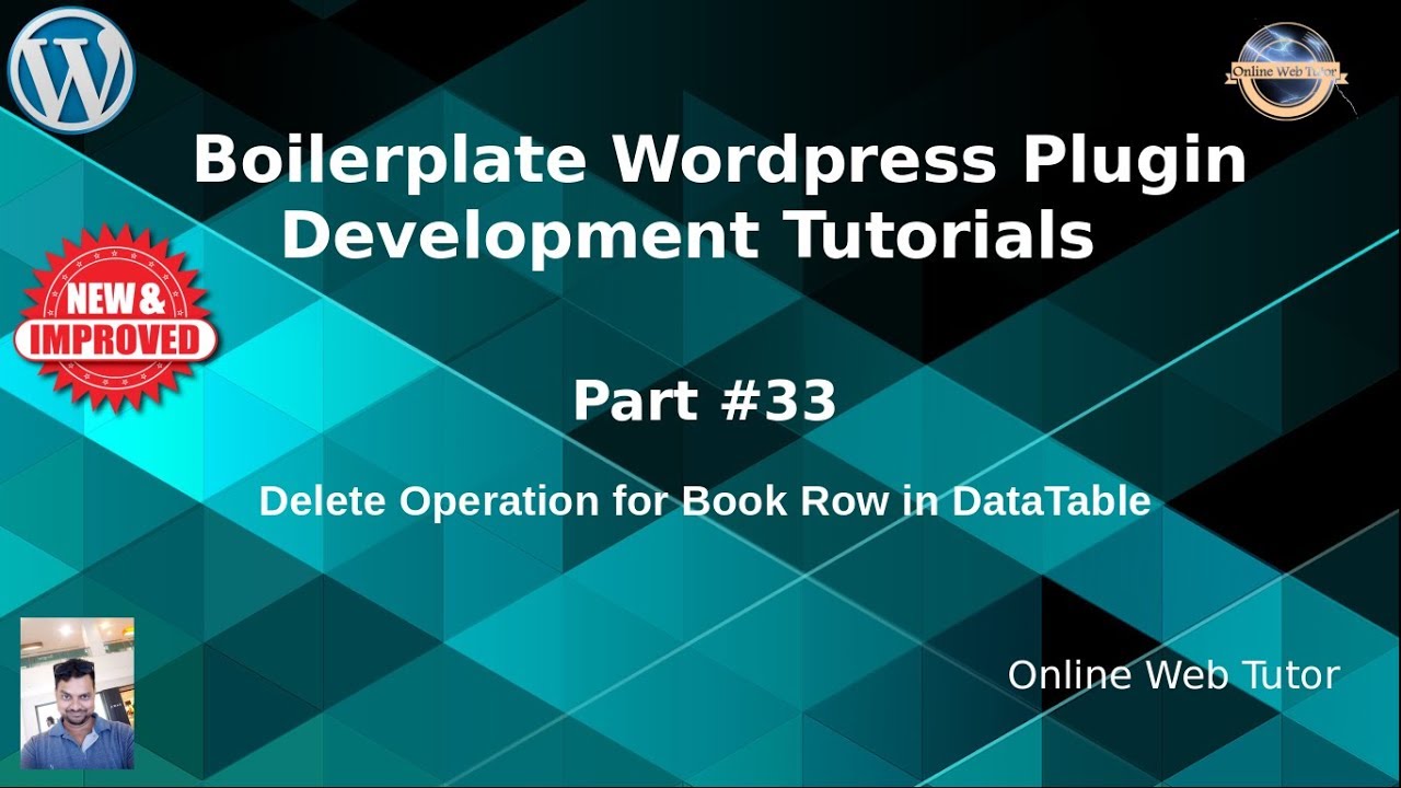 Boilerplate Wordpress Plugin Development Tutorials #33 Delete Operation for Book Row from DataTable