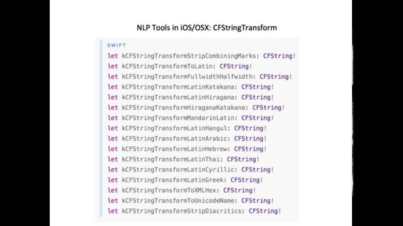 NLP Tools in iOS / OSX: CFStringTransform