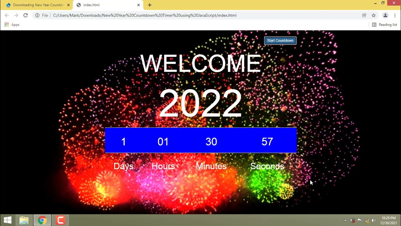 New Year Countdown Timer using JavaScript