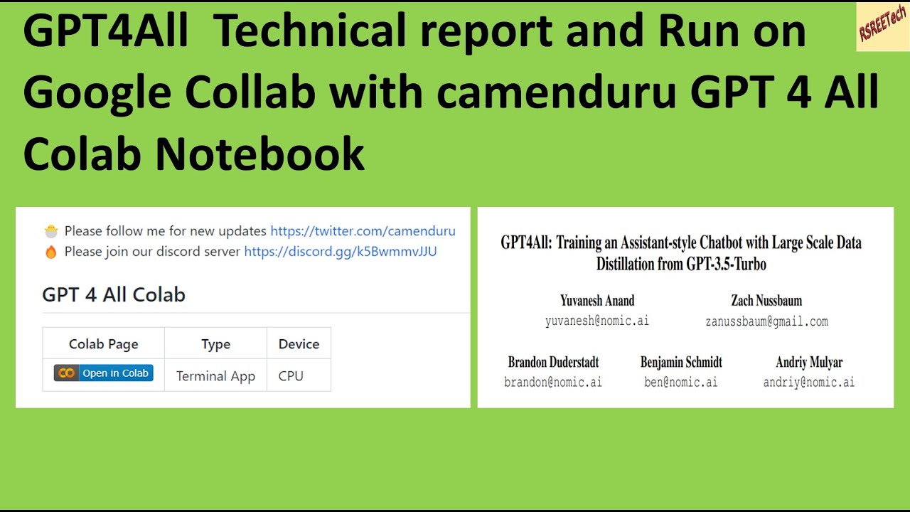 GPT4All  Technical report and Run on Google Collab with camenduru GPT 4 All Colab Notebook