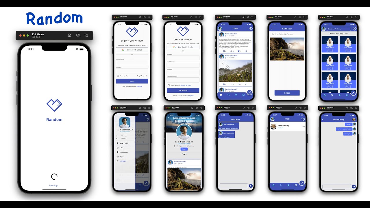 Random, a Social Media Flutter App Design