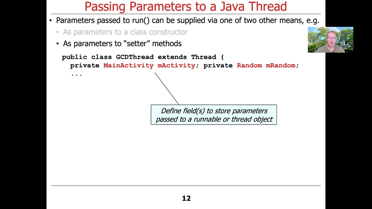 Passing Parameters to a Java Thread