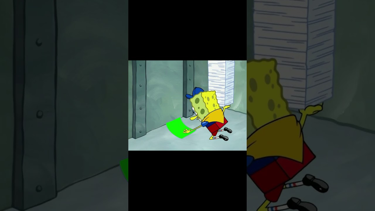 Spongebob Sliding Papers Under the Door meme - Green Screen