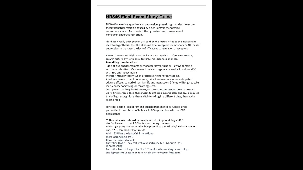 NR546 Final Exam Study Guide; NR546 Final Exam; Updated Guide Solution