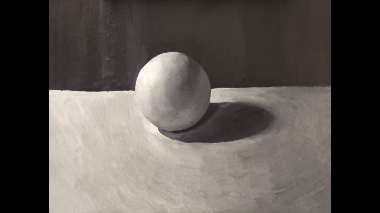 How to Paint a Sphere – Value Study in Black & White Acrylic