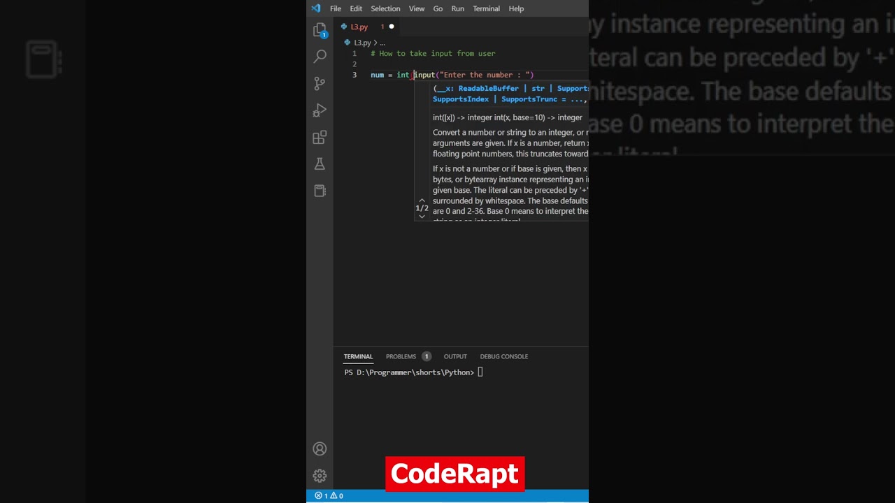 How to take input in python #shorts #python #pythonprogramming #python3