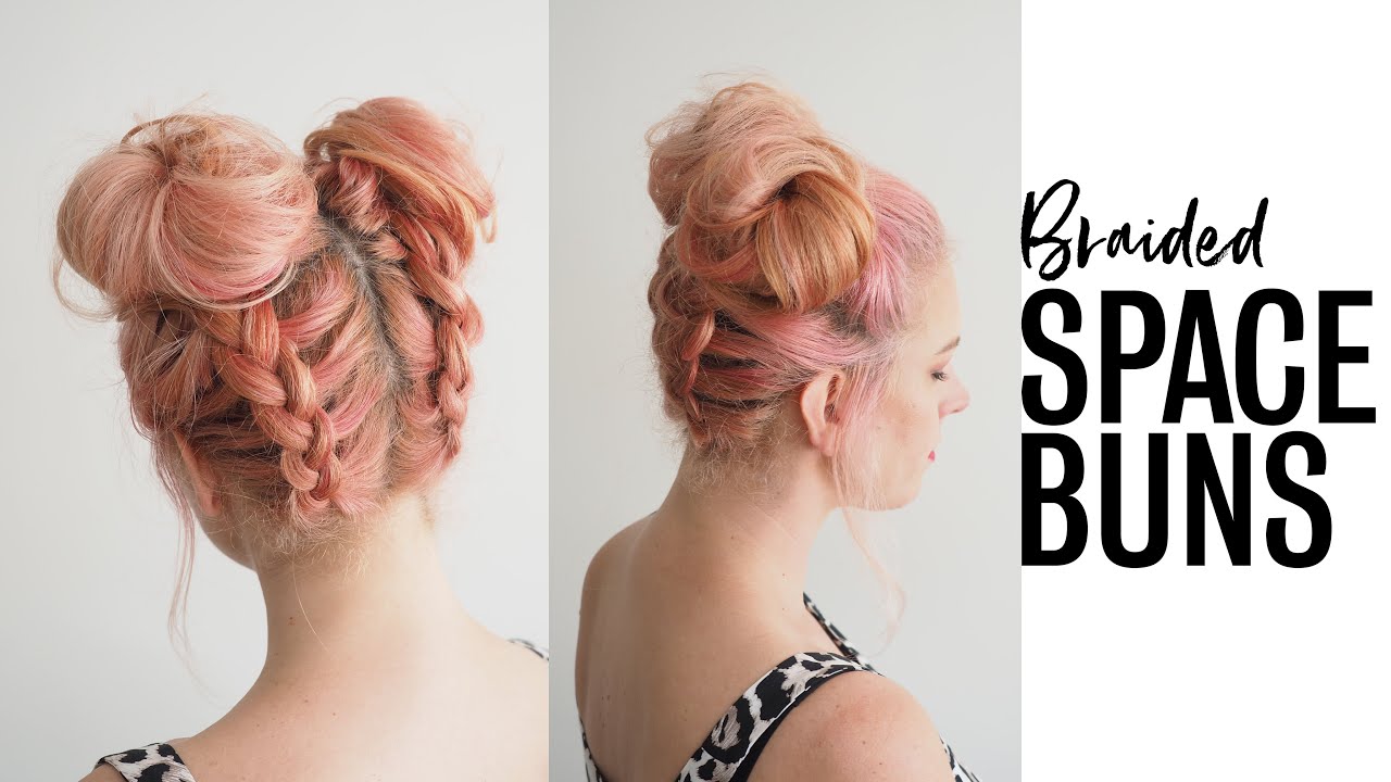 DIY Braided space buns hairstyle tutorial