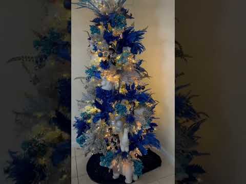WOW 2024 Christmas decor ~ Decorate Flocked #christmas tree with Blue #decoration #xmas