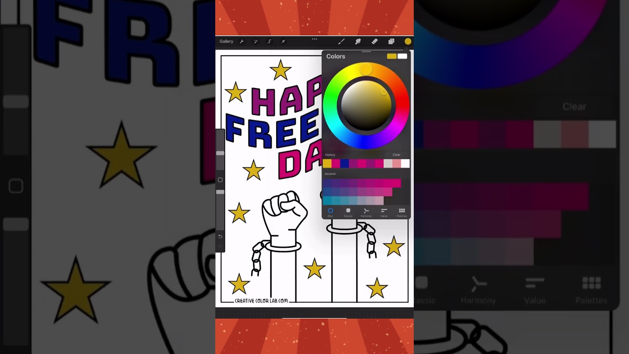 Juneteenth Coloring Page - How to Use the Color Drop Tool In Procreate