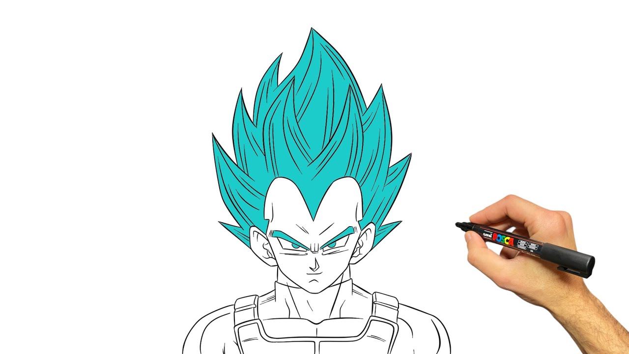 How to Draw Vegeta Super Saiyan Blue (Easy) | Step by Step Dragon Ball Drawing Tutorial
