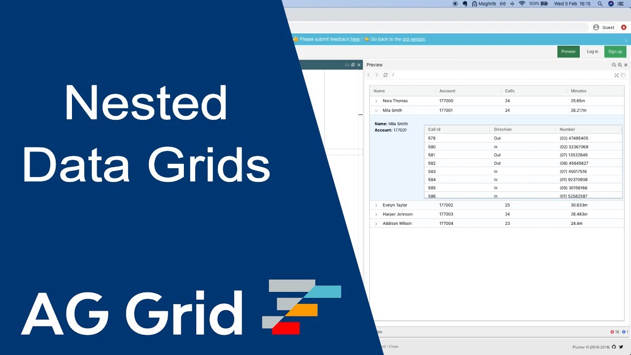 Embed JavaScript Data Grid - Master / Detail with ag-Grid