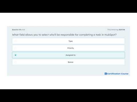 What field allows you to select who'll be responsible for completing a task in HubSpot?
