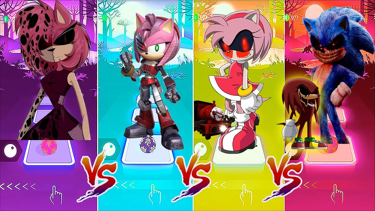 Amy Exe vs Sonic Prime Rusty Rose vs Demon Sonic Exe & Amy Exe vs Sonic Exe & Knuckles Exe Tiles Hop