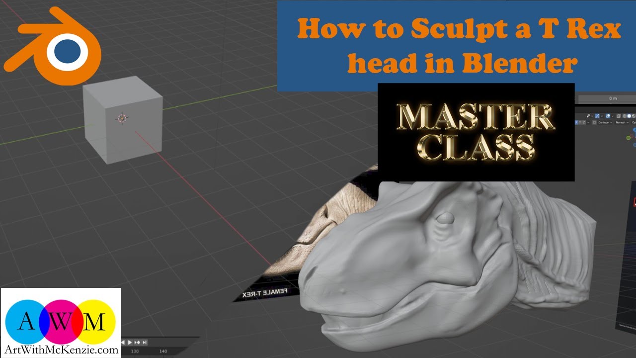 How to sculpt a T Rex head in Blender - Master Class Pt1