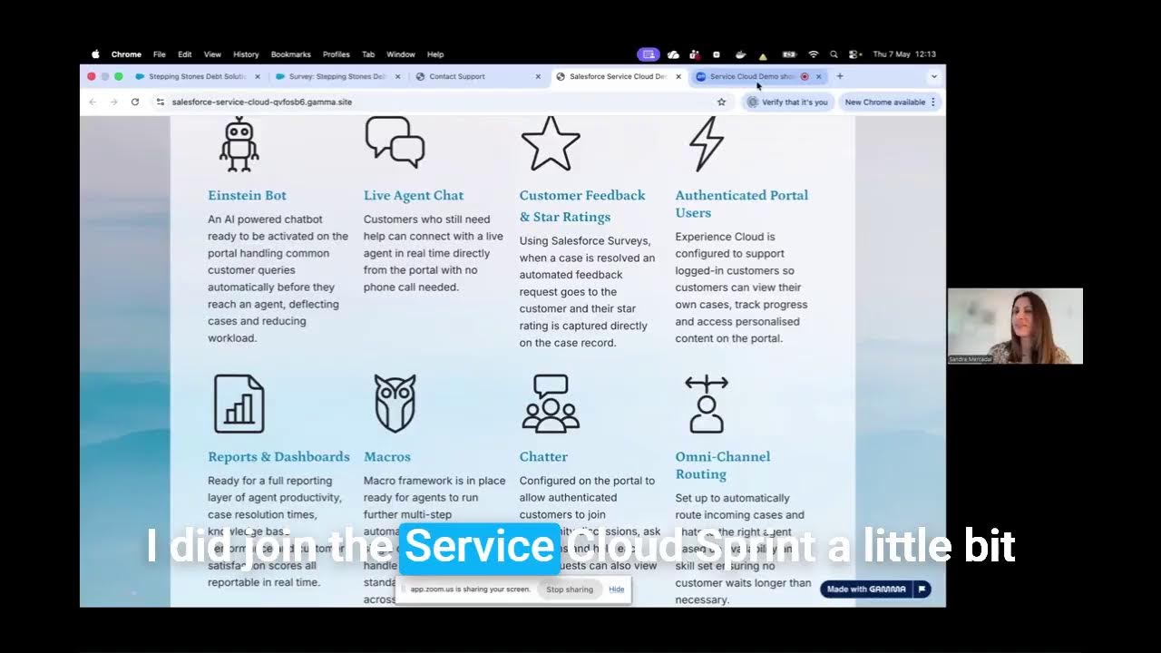 Sandra showcases her Service Cloud Demo