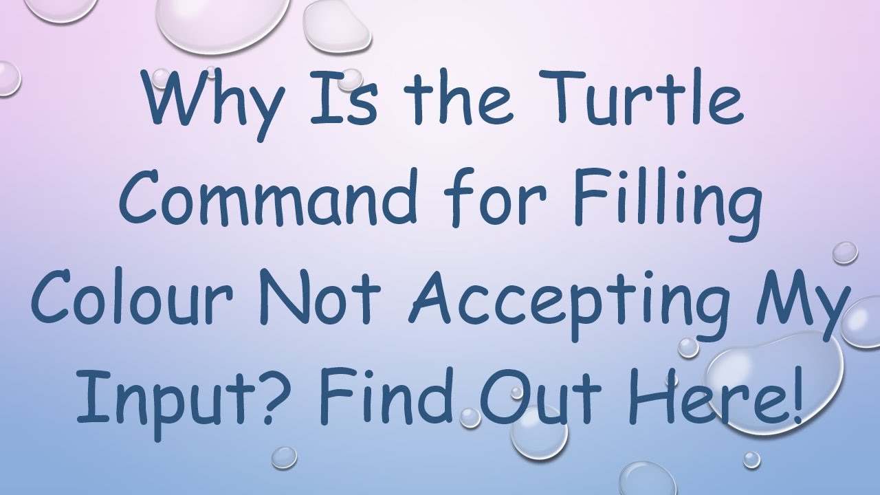 Why Is the Turtle Command for Filling Colour Not Accepting My Input? Find Out Here!