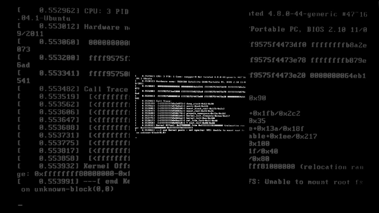 Linux Kernel Panic Error Fix! Try under-clocking the RAM