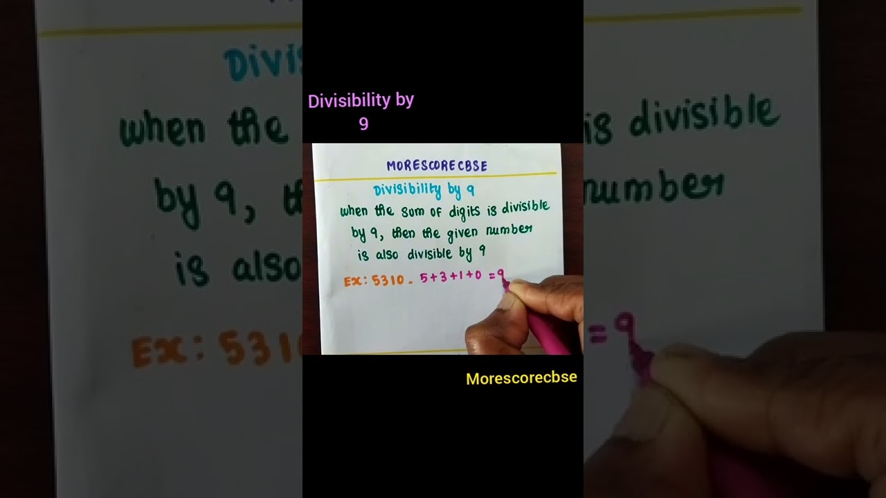 Division rule for 9 | Maths | #cbse #class6 #worksheets #math #grade6 #maths #addition #division