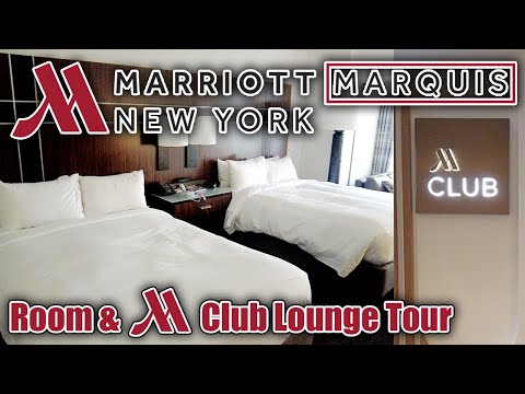 Marriott Marquis New York Times Square Hotel | Room & M Club Lounge Full Tour