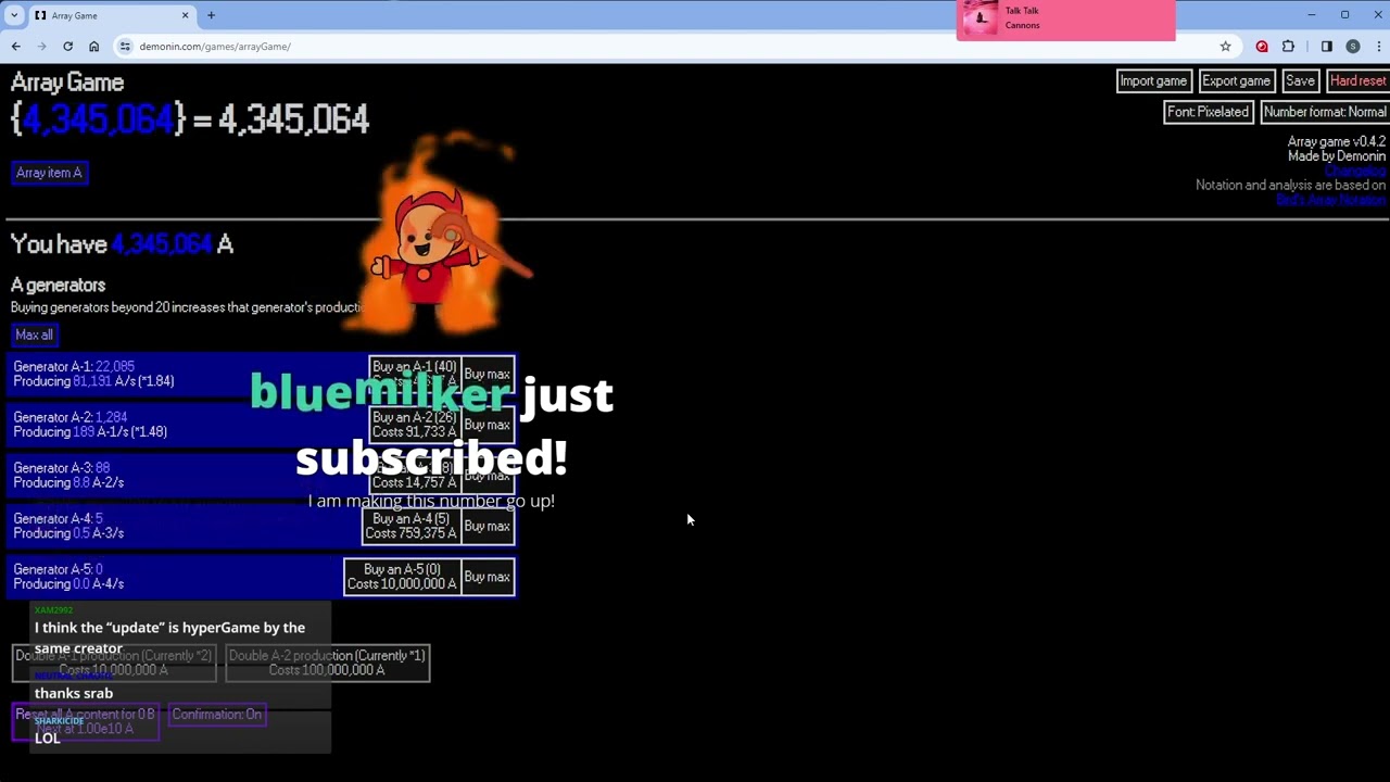 Array Game + Hyper Game | numbers go up, browser incremental game