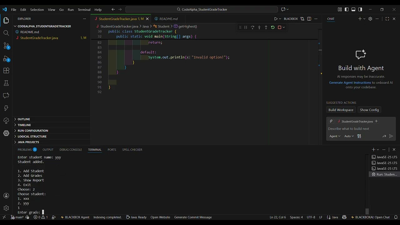 Student Grade Tracker | java project demo