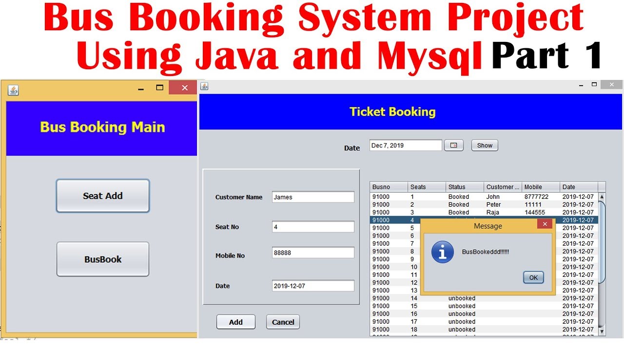 Bus Booking System Project  Using Java and Mysql  Part 1
