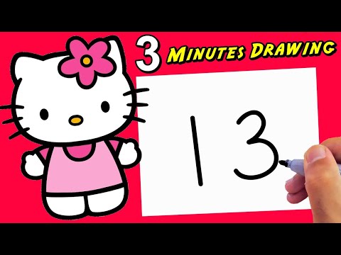 Hello Kitty Drawing with number 13