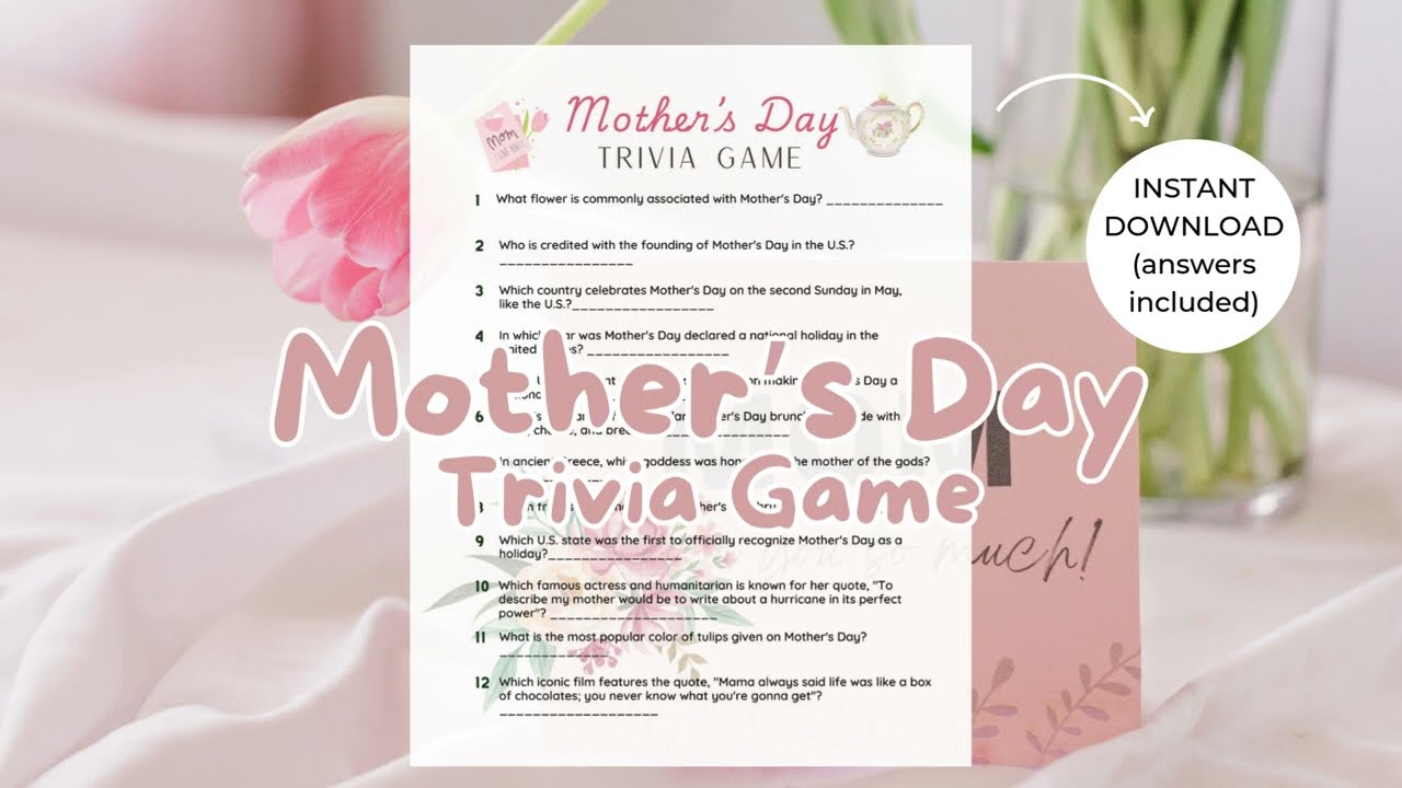 Fun Mother's Day Trivia Game | Printable Mother's Day Brunch Activity