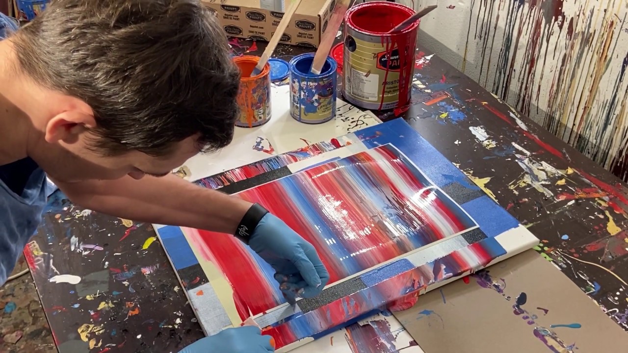 Abstract 002   Colorful Lines Abstract Painting Demo