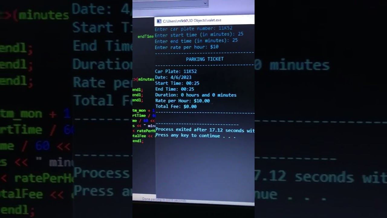 parking ticket c++ #coding #cpp #codinglife #code #codingninja #codemasters #coderstokyo #coders